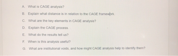 Solved A. What is CAGE analysis? B. Explain what distance is | Chegg.com