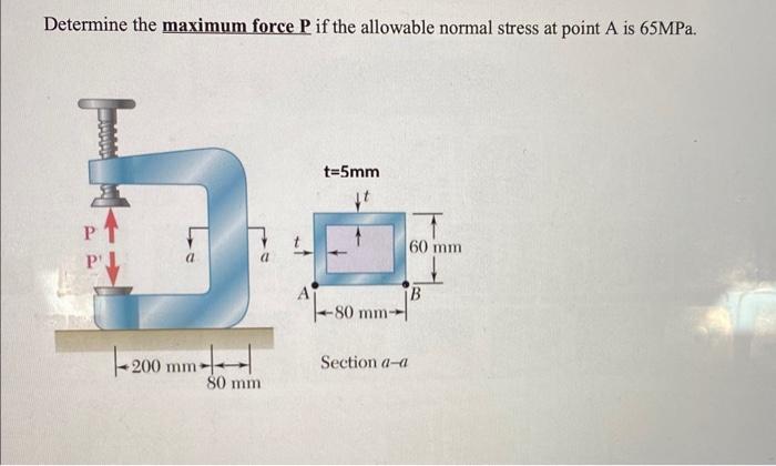 Solved Determine the maximum force P if the allowable normal | Chegg.com
