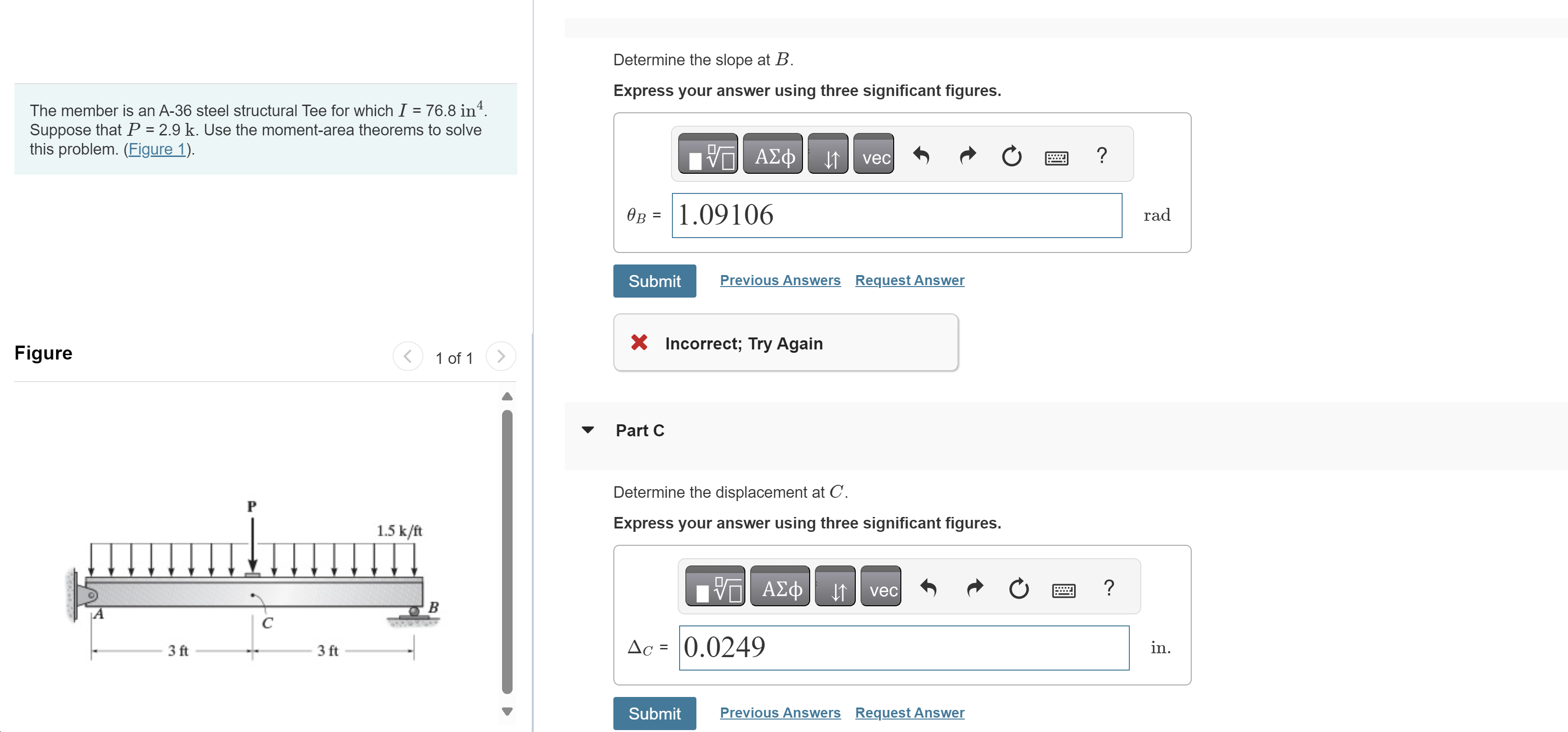 Solved The member is an A-36 ﻿steel structural Tee for which | Chegg.com