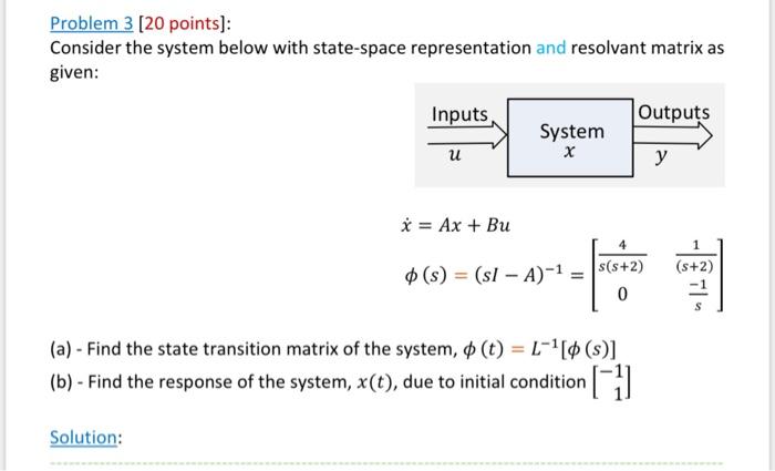 Solved Problem 3 [20 points]: Consider the system below with | Chegg.com