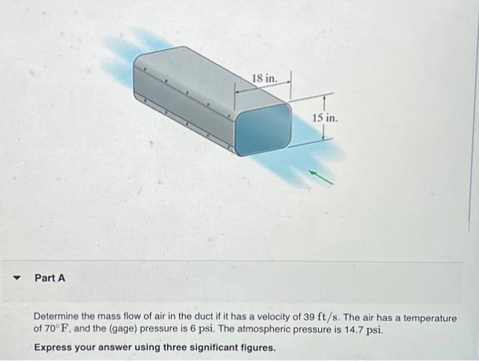 Solved Determine the mass flow of air in the duct if it has | Chegg.com