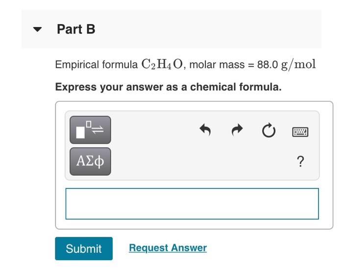 Solved Part A Empirical formula CHO2, molar mass = 135.0 | Chegg.com