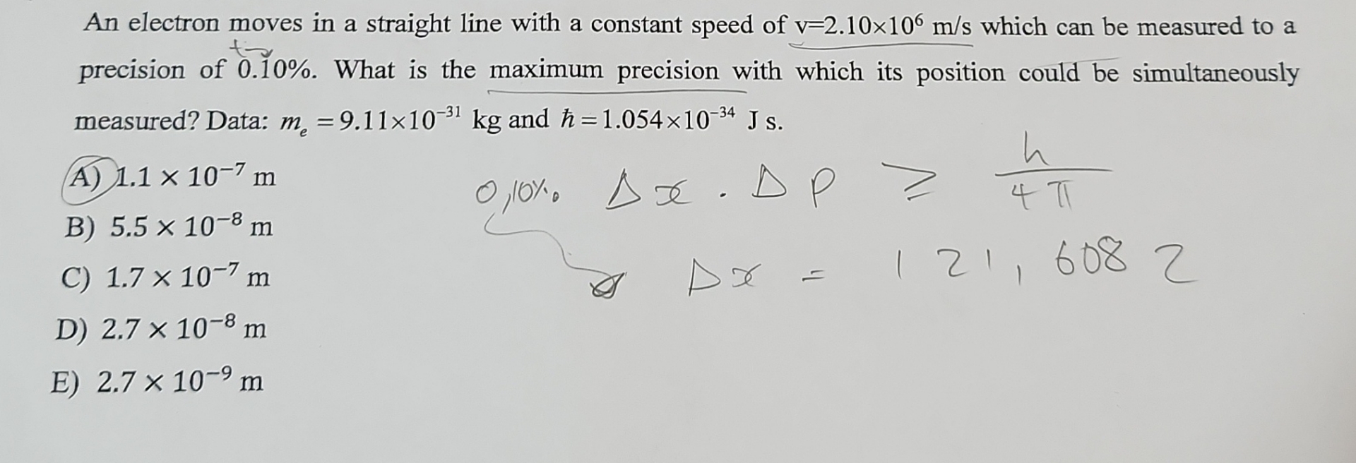 Solved An electron moves in a straight line with a constant | Chegg.com