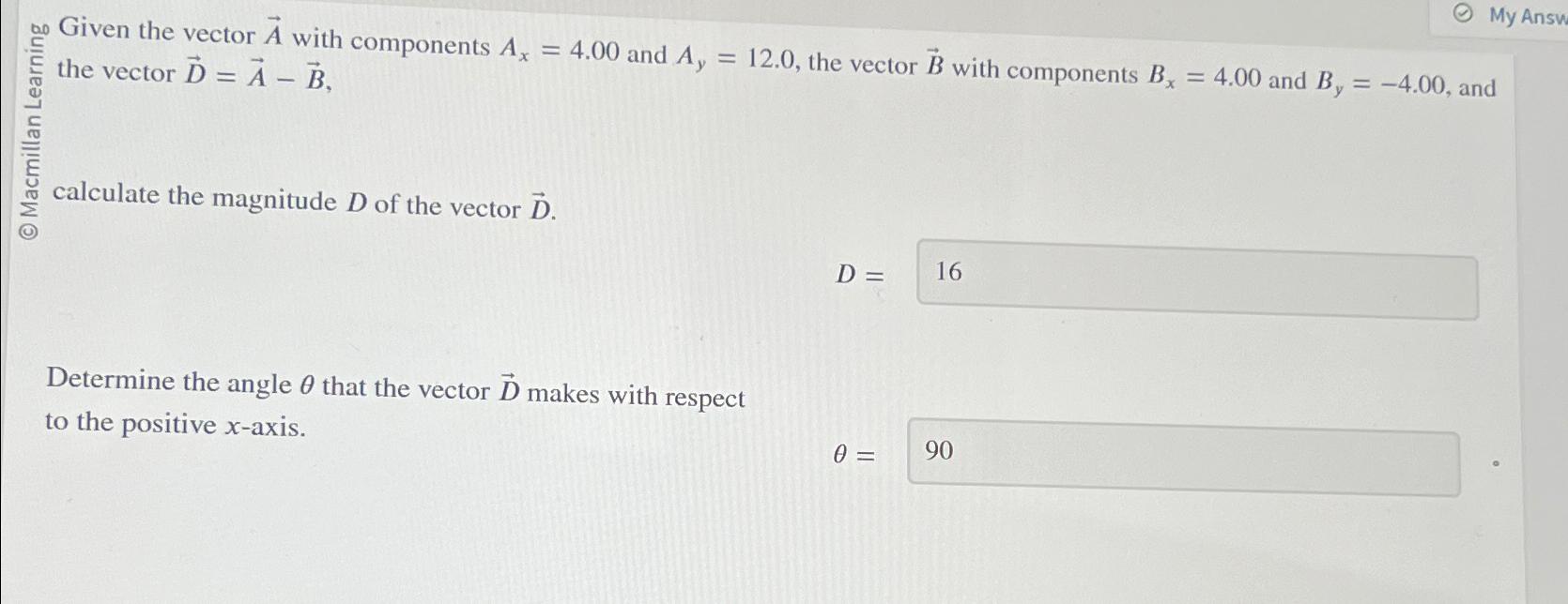 Solved Given the vector vec(A) ﻿with components Ax=4.00 ﻿and | Chegg.com