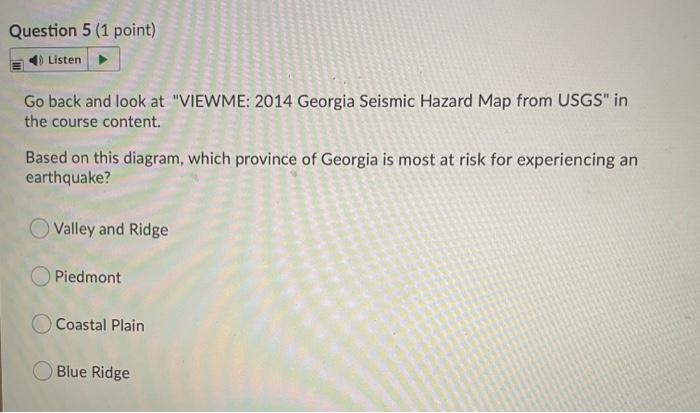 Solved 2014 Georgia Hazard US Seismic Hazard 2 in 50 years | Chegg.com