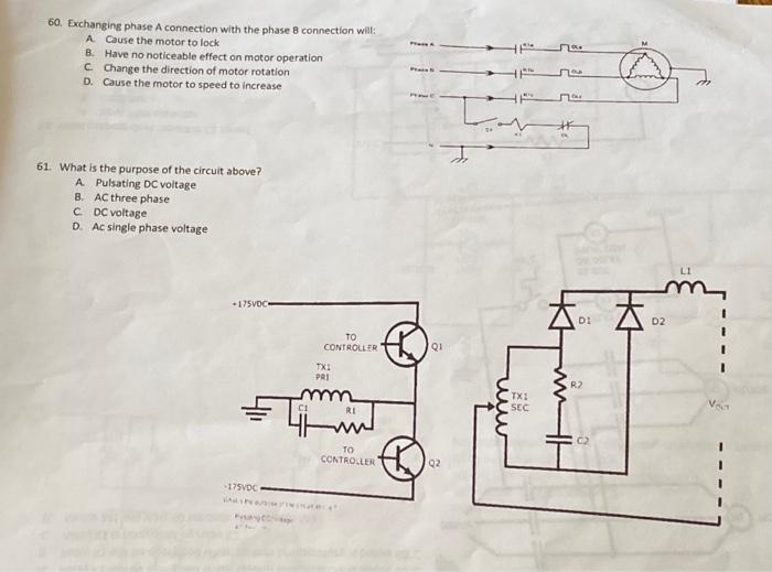 Solved 60. Exchanging phase A connection with the phase B | Chegg.com