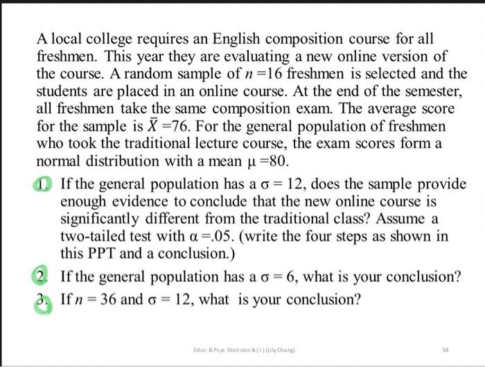 Solved A local college requires an English composition | Chegg.com