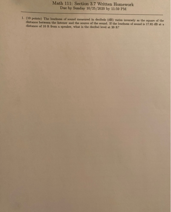 Solved Math 111: Section 3.7 Written Homework Due by Sunday | Chegg.com