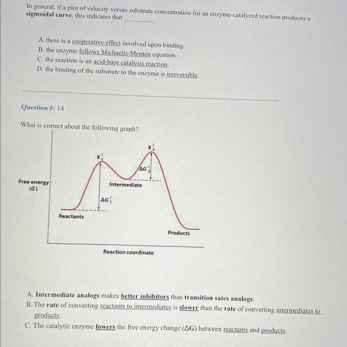 Solved In General If A Plot Of Velocity Versus Substrate
