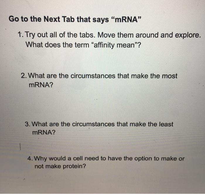 Solved Go To The Next Tab That Says mRNA 1 Try Out All Of Chegg