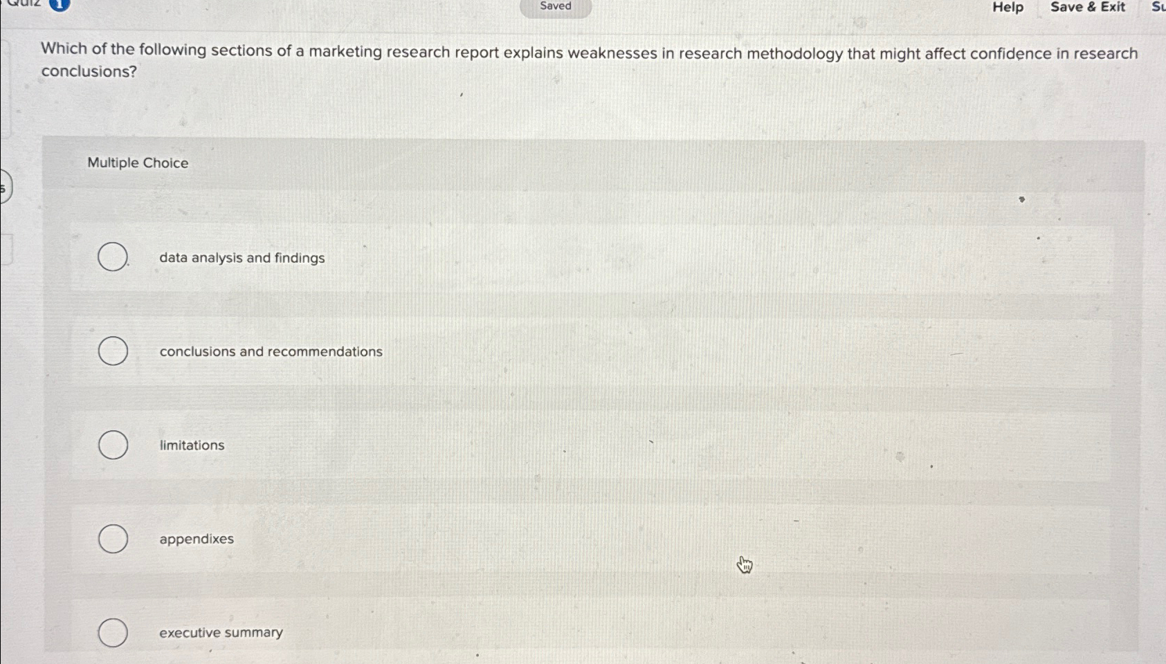 Solved HelpSave & ExitWhich of the following sections of a | Chegg.com