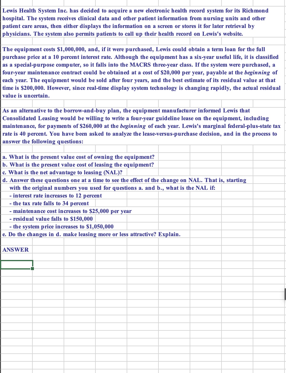 Solved Lewis Health System Inc. has decided to acquire a new | Chegg.com