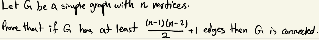Solved Let G ﻿be a simple graph with n ﻿vertices.Prove that | Chegg.com