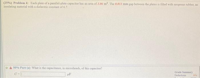 Solved (25\%) Problem 4: Each plate of a parallel-plate | Chegg.com Solved (25\%) Problem 4: Each plate of a parallel-plate | Chegg.com