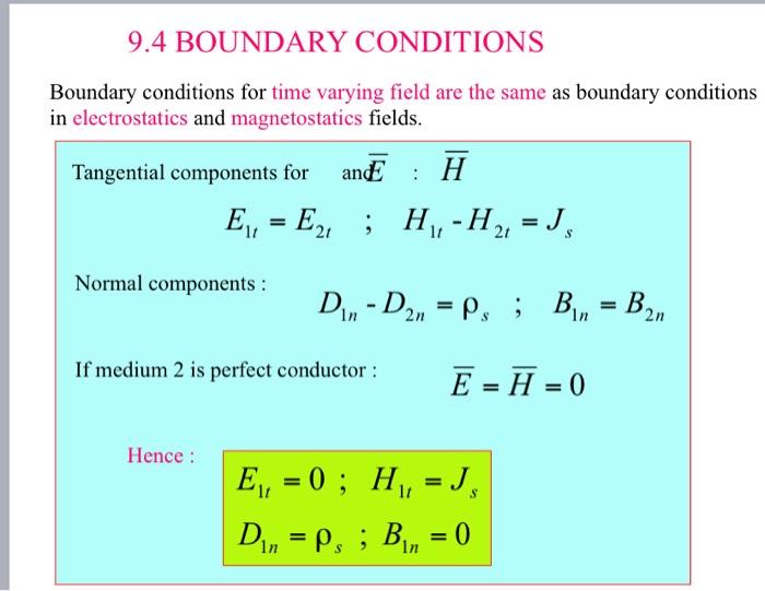 Solved 9.4 BOUNDARY CONDITIONS Boundary conditions for time | Chegg.com
