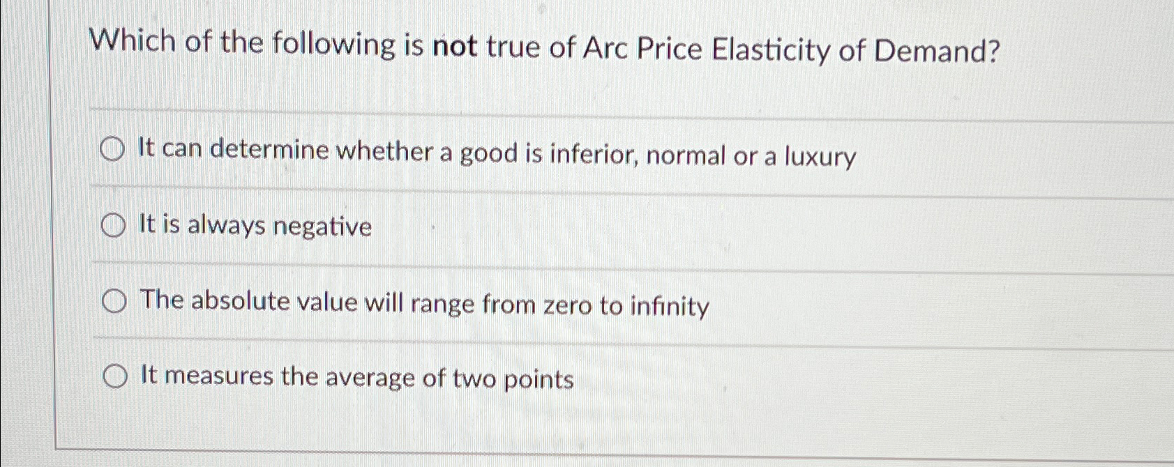 Solved Which of the following is not true of Arc Price | Chegg.com