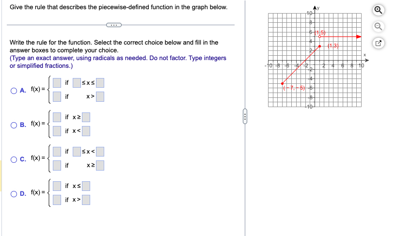 Solved Give the rule that describes the piecewise-defined | Chegg.com