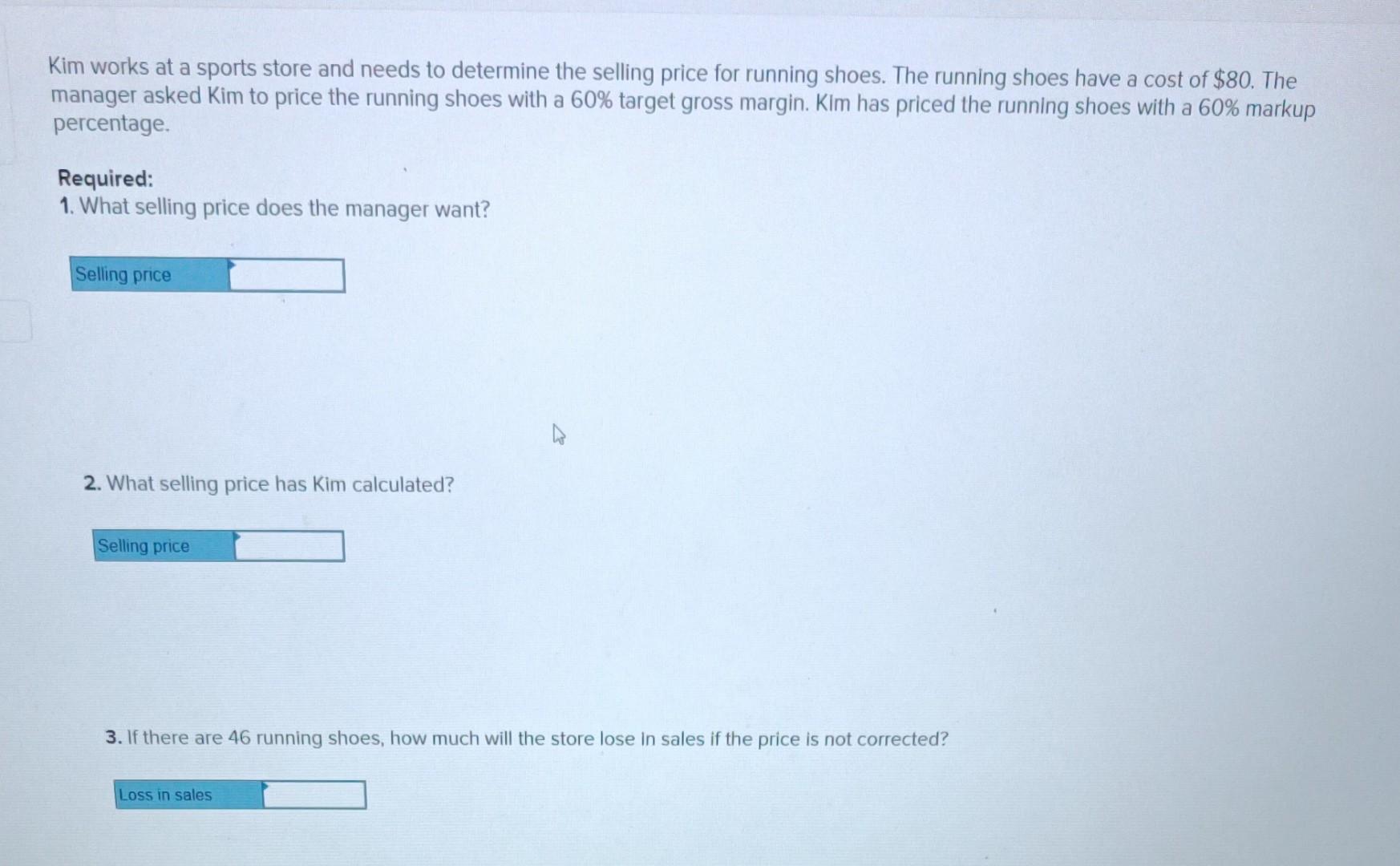 Solved Kim works at a sports store and needs to determine | Chegg.com