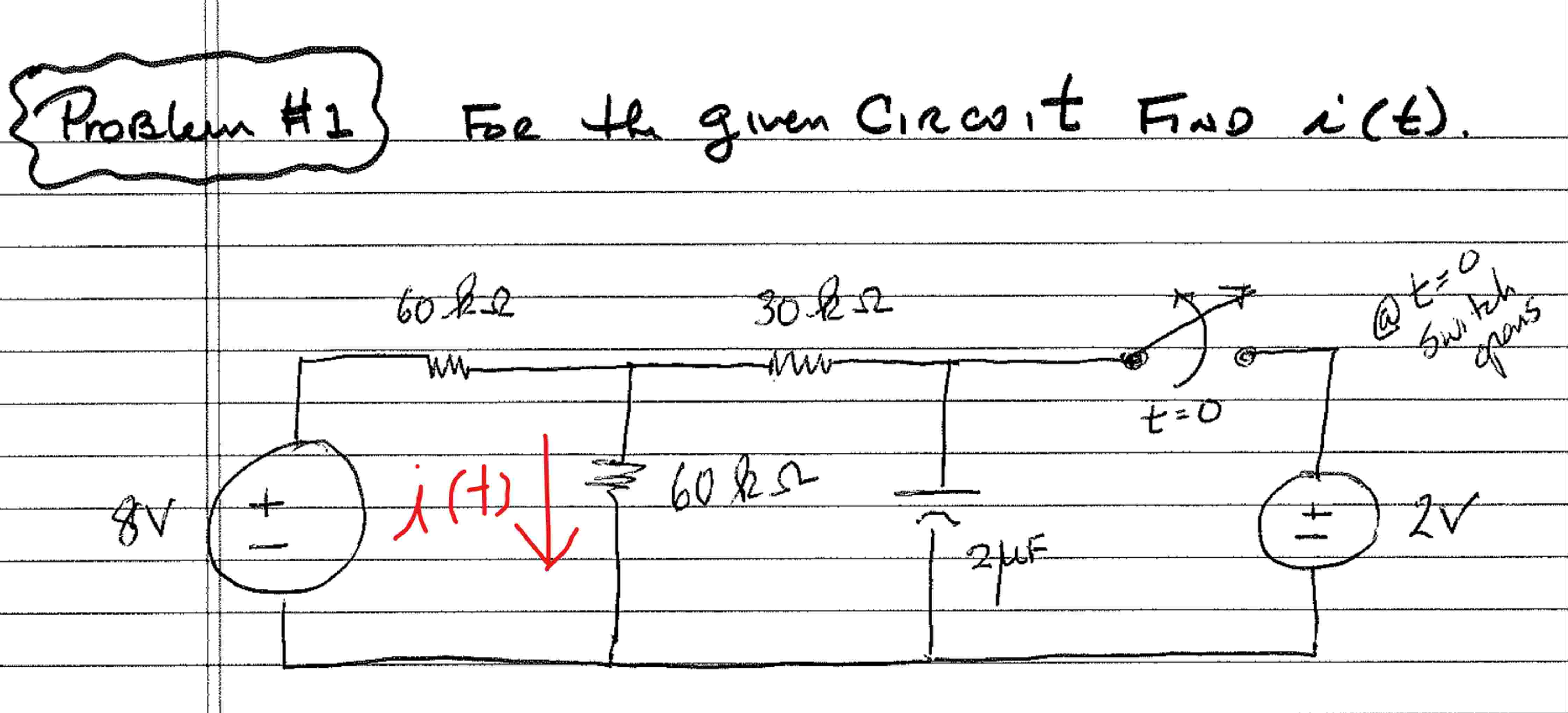 Solved Problem #1For the given Circuit Find i(t). ﻿ At t=0 | Chegg.com