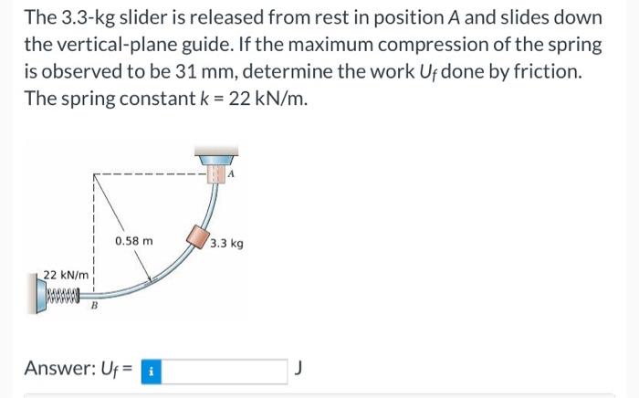 The 3.3-kg slider is released from rest in position A | Chegg.com