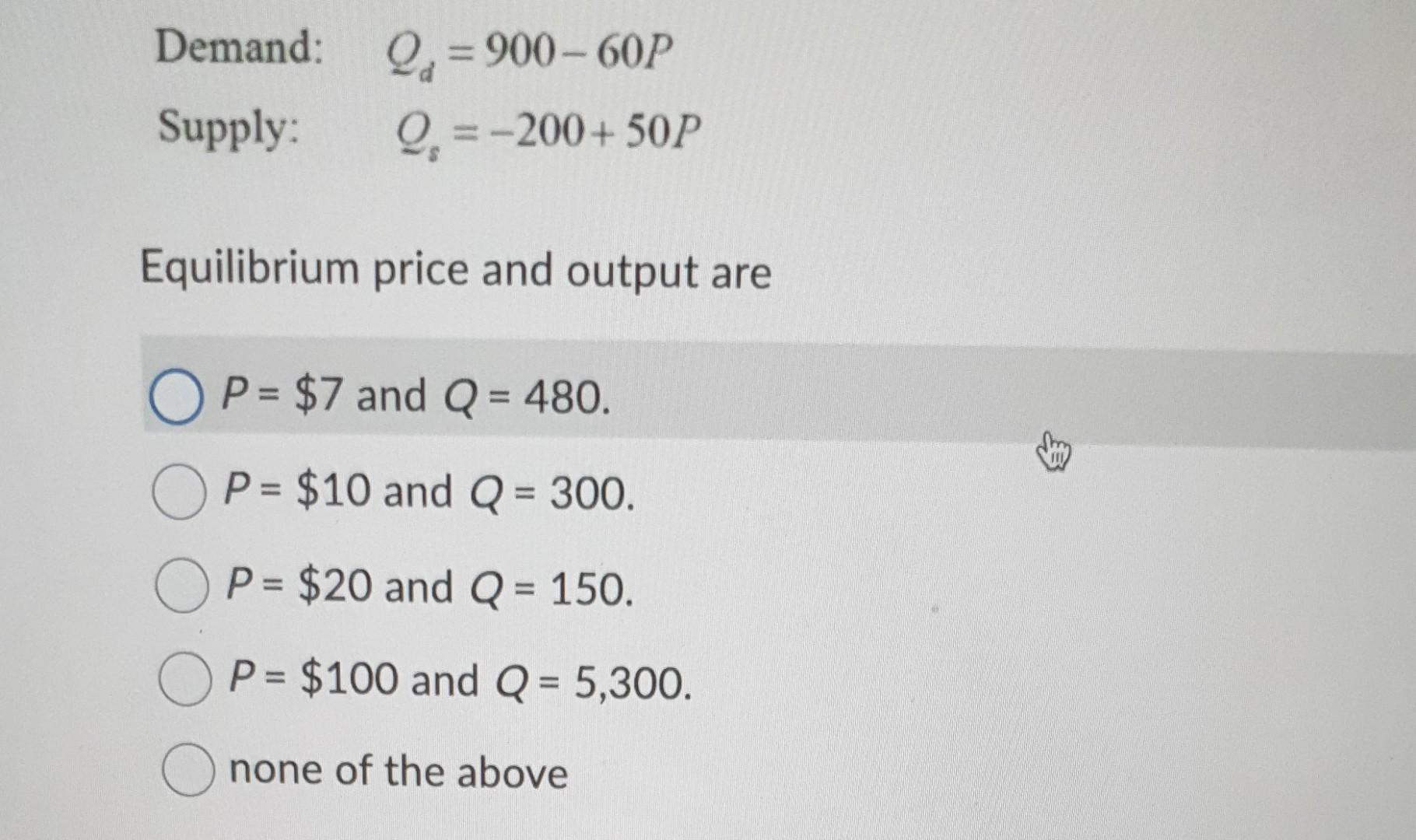Solved Use the following demand and supply functions to | Chegg.com