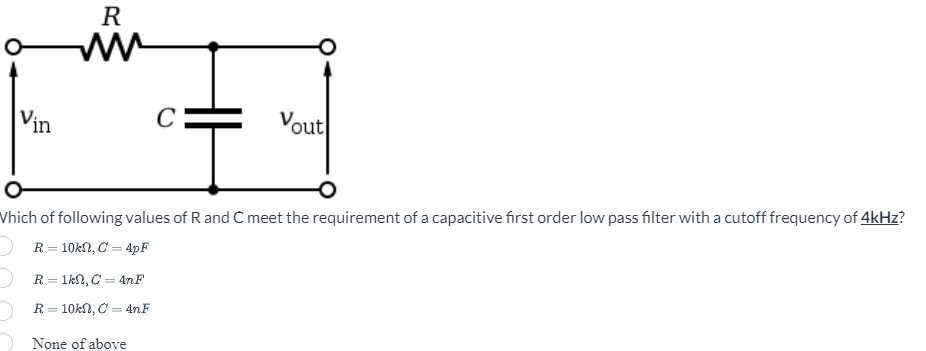 Solved Vhich of following values of R ﻿and C ﻿meet the | Chegg.com