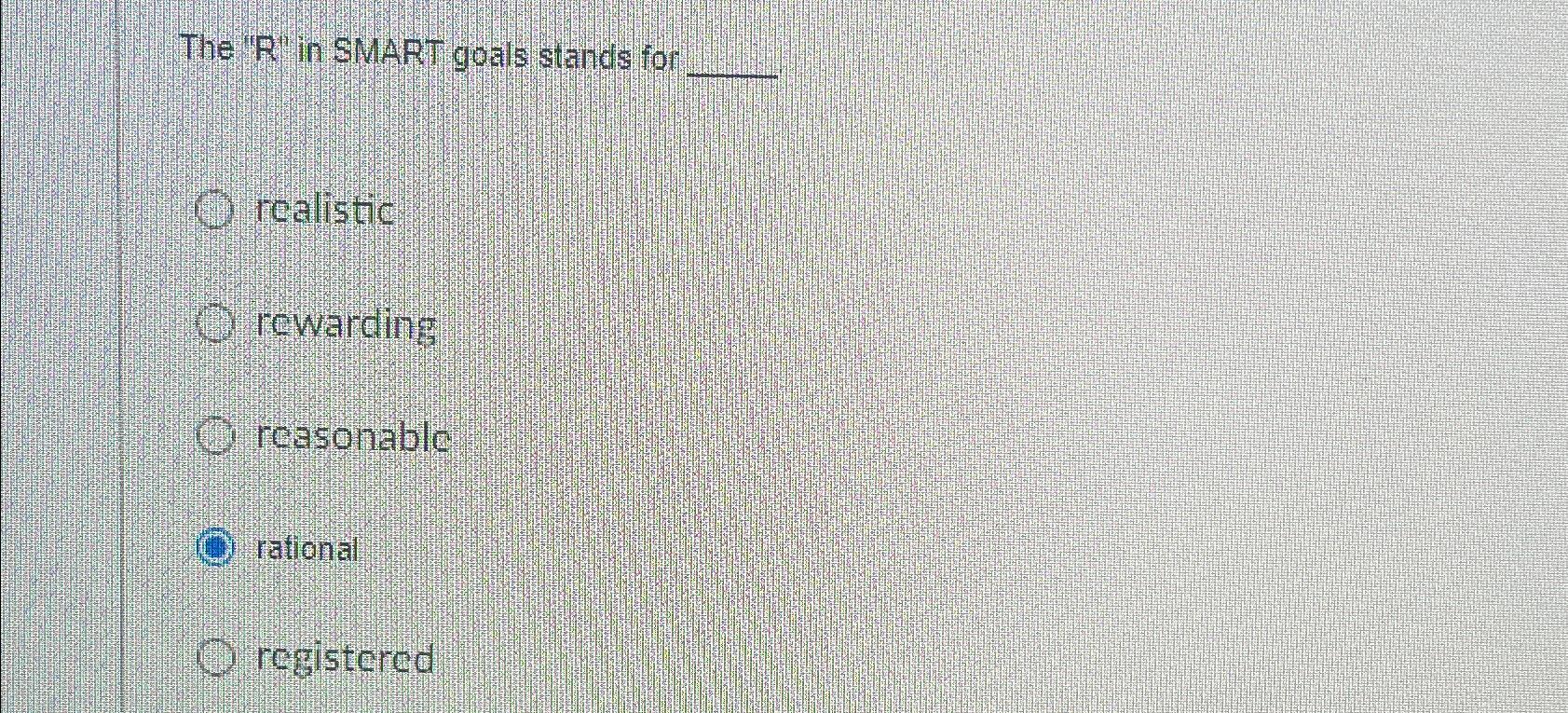 Solved The "R' ﻿in SMART goals stands | Chegg.com