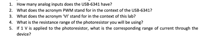 Solved 1. How many analog inputs does the USB-6341 have? 2. | Chegg.com