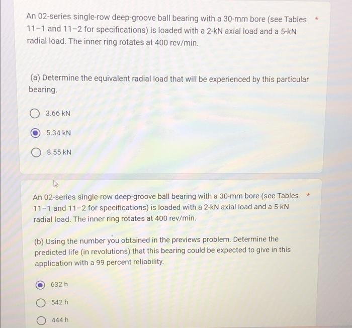 Solved An 02-series single-row deep-groove ball bearing with | Chegg.com