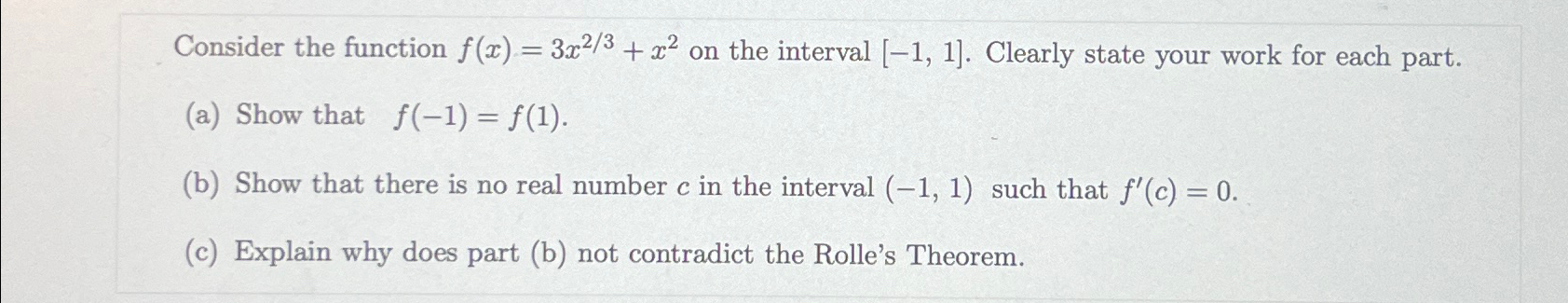 Solved Consider the function f(x)=3x23+x2 ﻿on the interval | Chegg.com