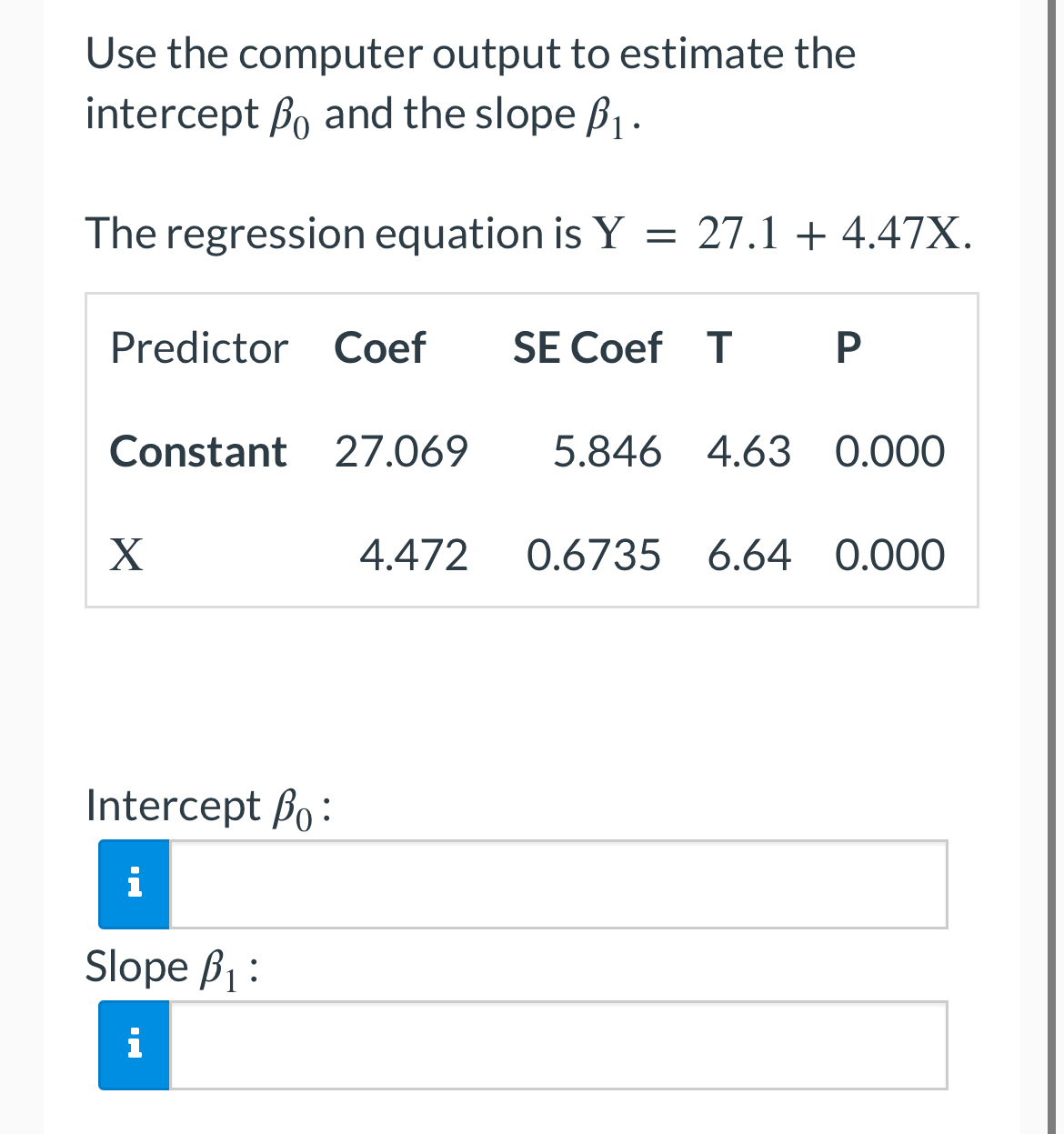 Solved Use the computer output to estimate the intercept β0 | Chegg.com