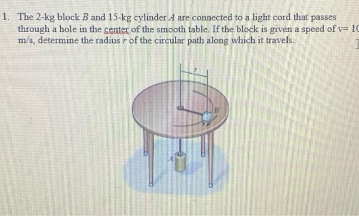Solved 1. The 2-kg block B and 15-kg cylinder A are | Chegg.com