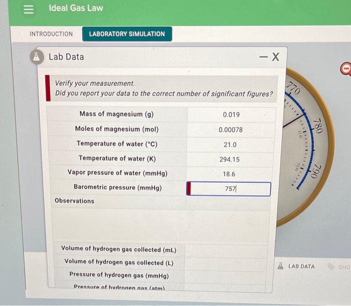 Solved Verify your measurement. Did you report your data to | Chegg.com