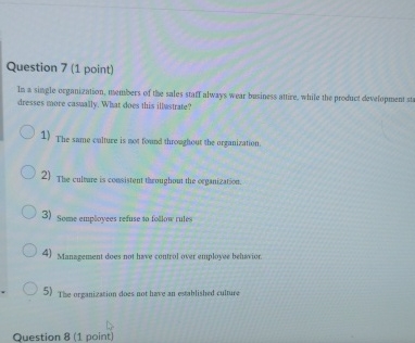 Solved Question 7 (1 ﻿point)In a single organization, | Chegg.com