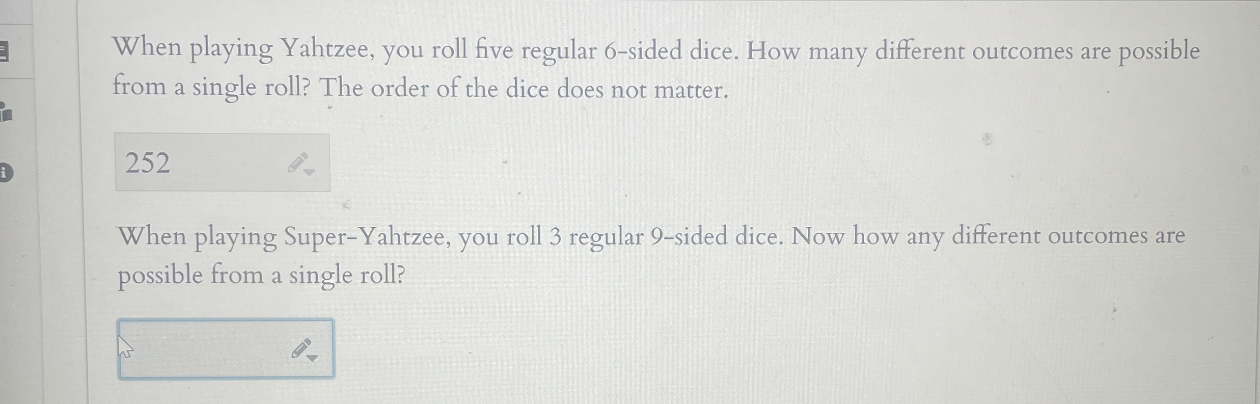 Solved When playing Yahtzee, you roll five regular 6-sided | Chegg.com
