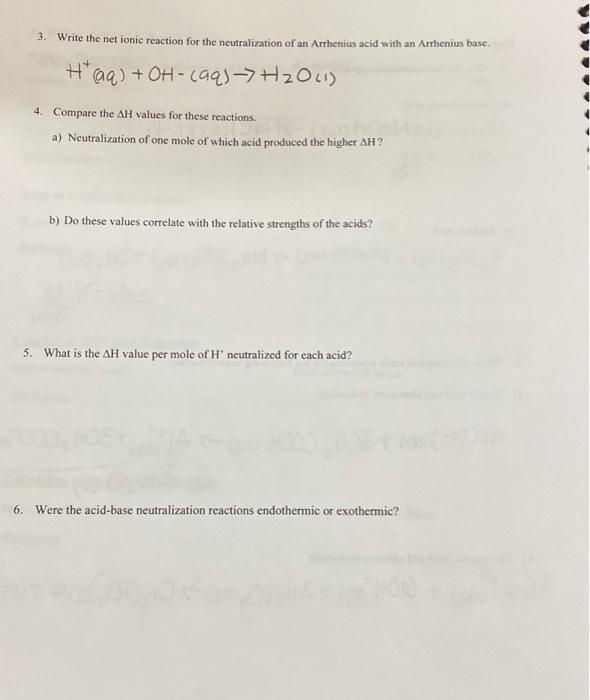 Solved 3. Write the net ionic reaction for the | Chegg.com