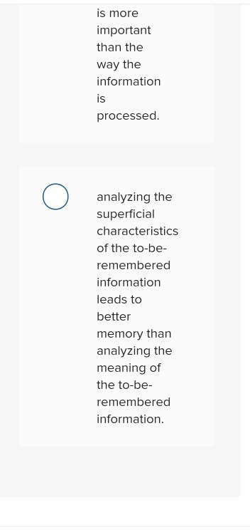 Solved According to the levels-of-processing theory, | Chegg.com