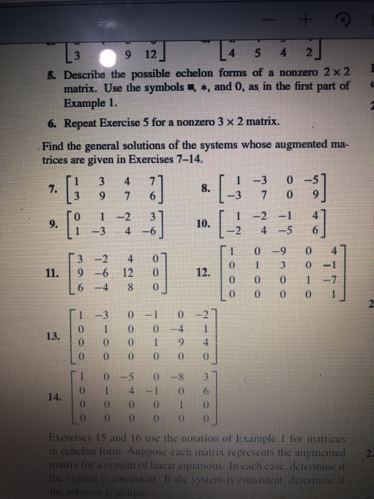 Solved + E 9 12 5 4 2 5. Describe the possible echelon forms | Chegg.com