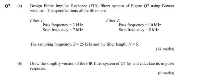 Solved (a) Design Finite Impulse Response (FIR) filters | Chegg.com