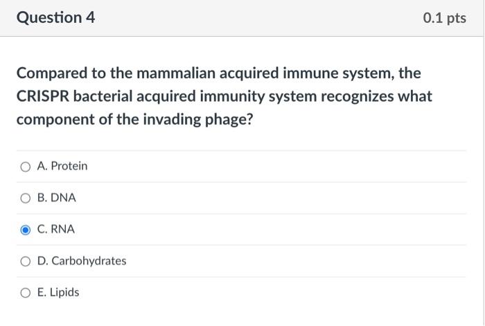 Solved Compared to the mammalian acquired immune system, the | Chegg.com