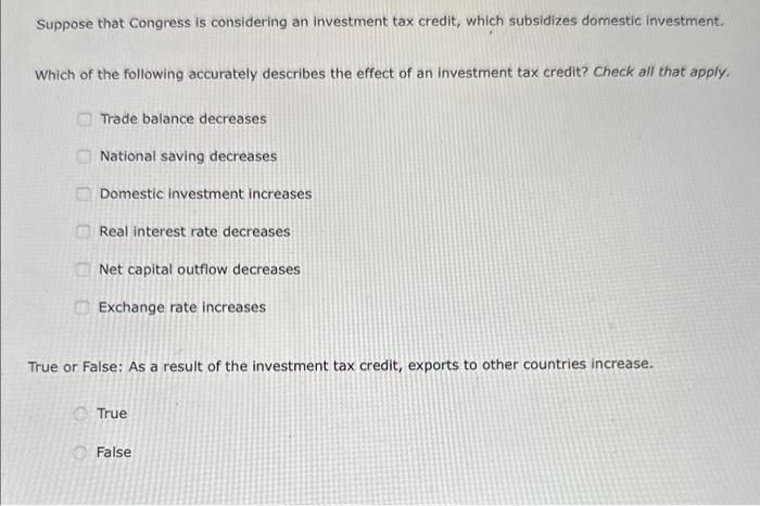 Solved Suppose that Congress is considering an investment | Chegg.com