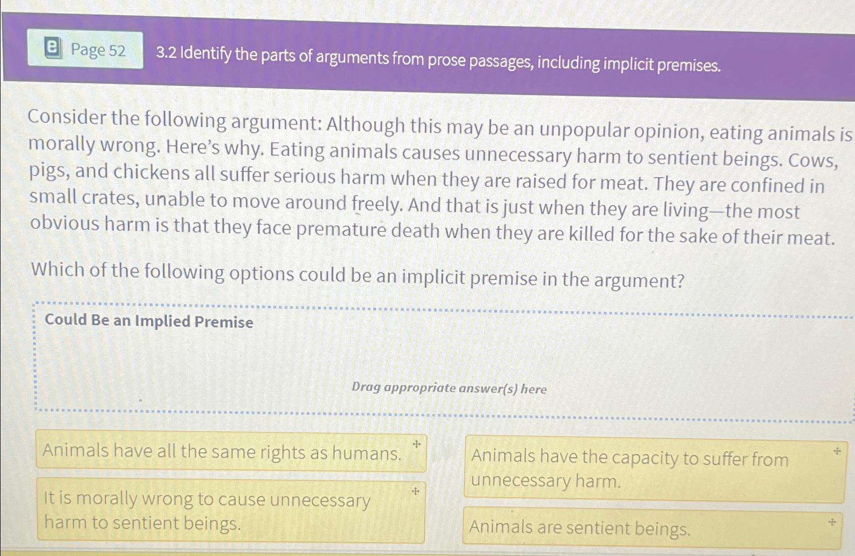 Solved 3.2 ﻿Identify the parts of arguments from prose | Chegg.com