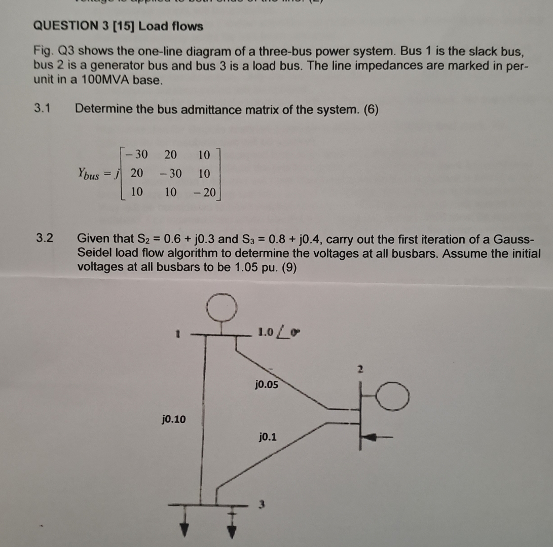 Solved QUESTION 3 [15] ﻿Load flowsFig. Q3 ﻿shows the | Chegg.com