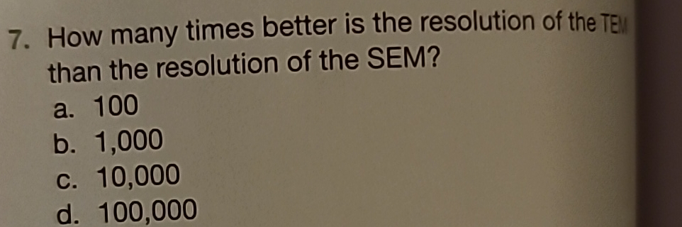 Solved How many times better is the resolution of the TE | Chegg.com
