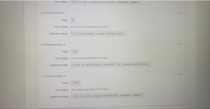 Solved 3.23 LAB: Interstate highway numbers Primary U.S | Chegg.com
