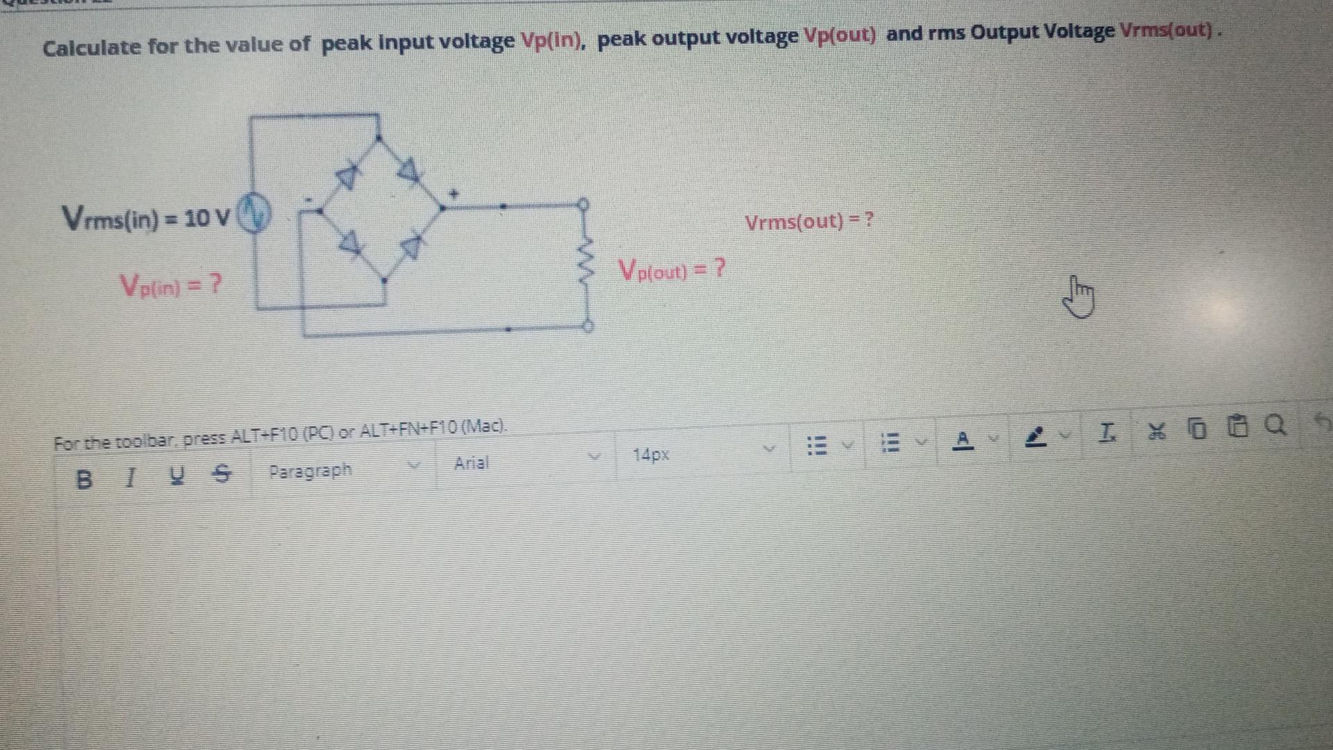 Solved Calculate for the value of peak Input voltage Vp(in), | Chegg.com
