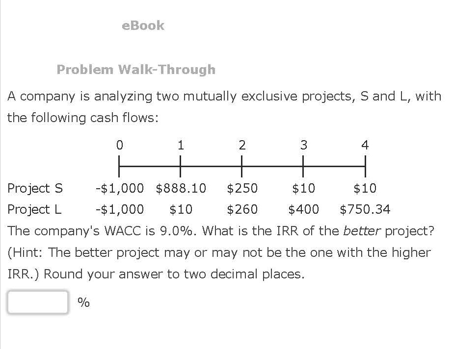Solved Problem Walk-ThroughA company is analyzing two | Chegg.com