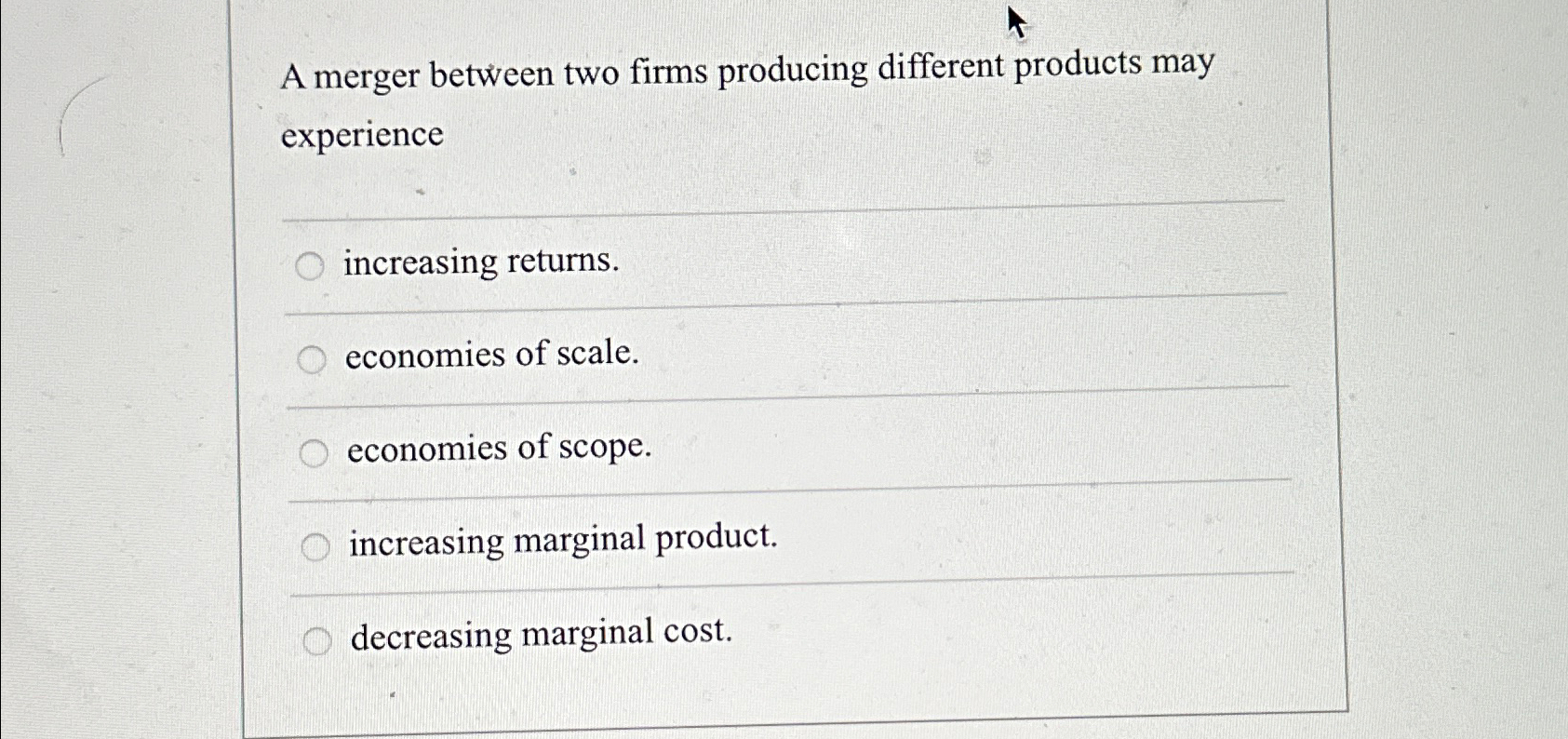 Solved A merger between two firms producing different | Chegg.com