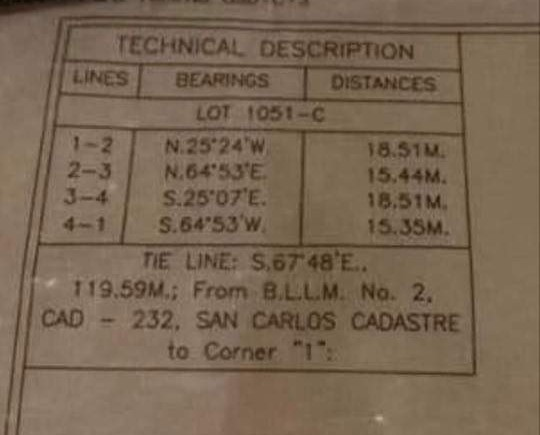 Solved TECHNICAL DESCRIPTION LINES BEARINGS DISTANCES LOT | Chegg.com