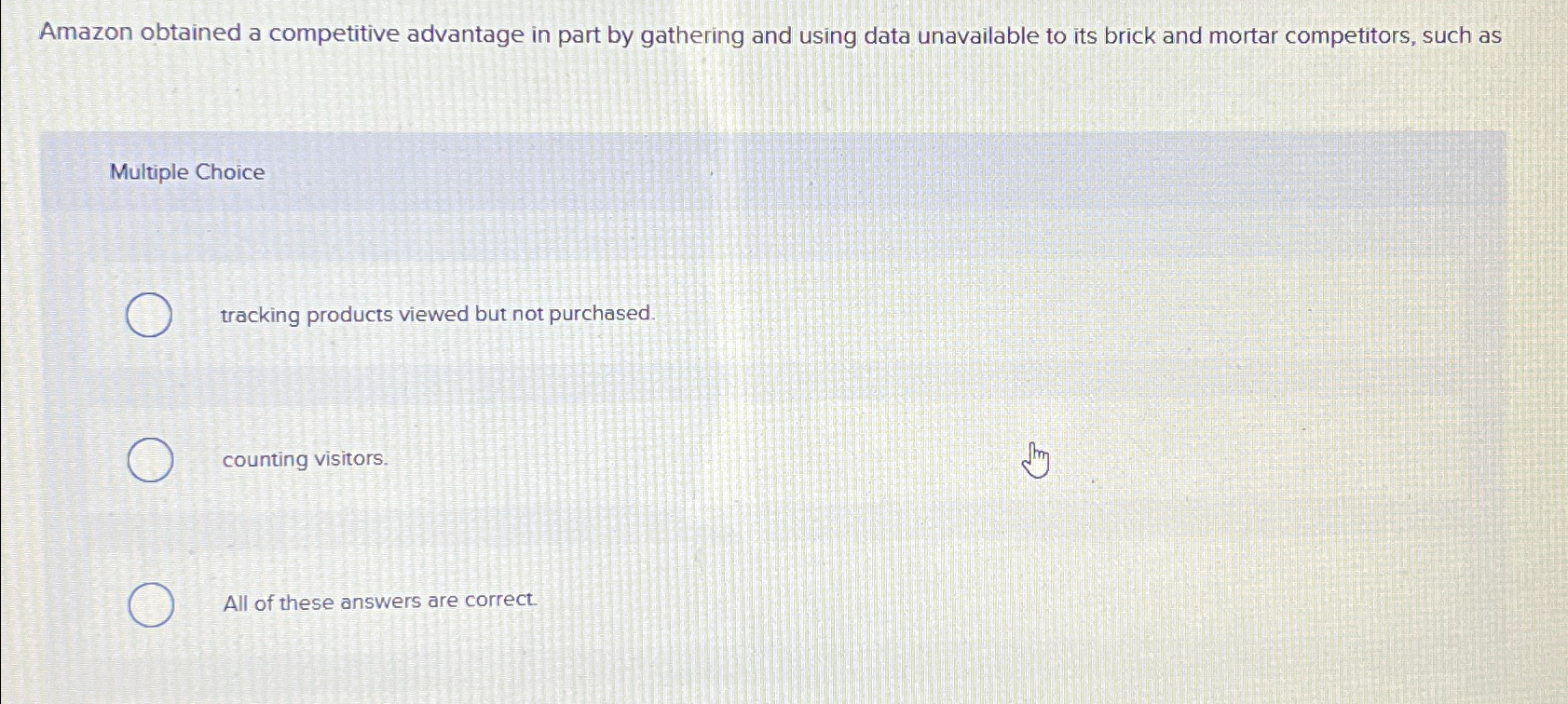 Solved Amazon obtained a competitive advantage in part by | Chegg.com